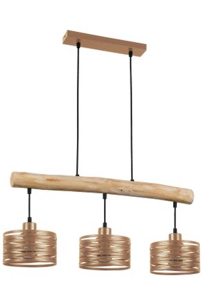 Novel H&auml;ngeleuchte, Natur, Schwarz, Cappuccino, Holz, Metall, Kunststoff, Eiche, vollmassiv, 17x120x69 cm, Lampen & Leuchten, Innenbeleuchtung, H&auml;ngelampen,