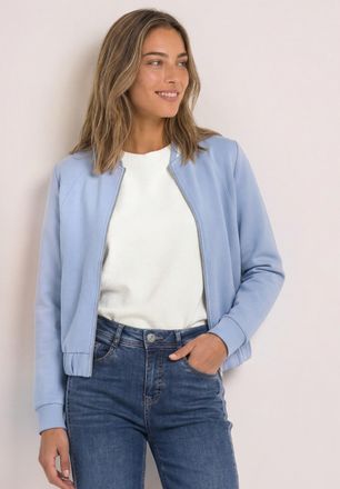 Street One Sweatjacke STREET ONE, Damen, Gr. 38, whispery blau, Sweatware, Obermaterial: 46% Modal, 46% Polyester, 8% Elasthan, unifarben, normal h&uuml;ftlang, Rundh