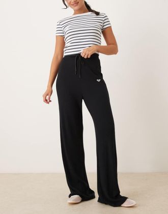 Roxy Rise & Vibe New - Gerippe, weit geschnittene Sporthose in Anthrazit-Schwarz