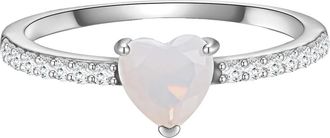 Glanzst&uuml;cke M&uuml;nchen Ring - Sterling Silber Ring Mondstein (synth.) Herz - Gr. 48 - in Silber - f&uuml;r Damen