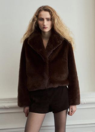 Mango Short en daim &agrave; zip marron - Femme - 34 - MANGO