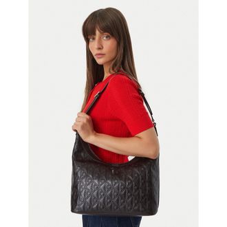 Calvin Klein Handtasche Calvin Klein Emblem Aop Debossed Medium Shbag LV04F3875G Braun