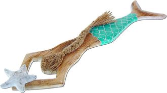 Seestern Sportswear Dekoration Holz Wand Deko Meerjungfrau Mermaid 62 x 14 cm /FBA_1981_L türkis