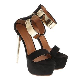 Garneck Sandales à Talons Fins Noires pour Femme Design Chic Été Semelle Antidérapante Talon Haut Élégant Confortables et Résistantes pour Plage et Soirée