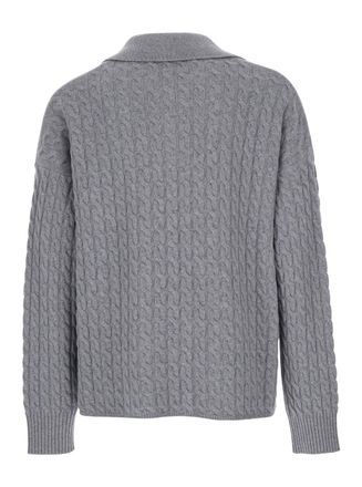 Ami Mens Grey Polo Shirt With Woven Design Wool T-Shirts And Polos
