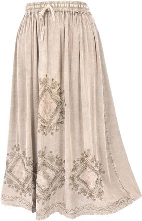 Guru Shop Bestickter Boho Hippierock, Indischer Maxirock - Beige/Design 9, Damen, Synthetisch