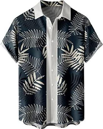 Generic Chemise hawa&iuml;enne tendance pour homme - Motif palmier hawa&iuml;en - Manches courtes - Boutonn&eacute;e - Flamant rose - Tropicale - Amusante - Pour le golf, la c