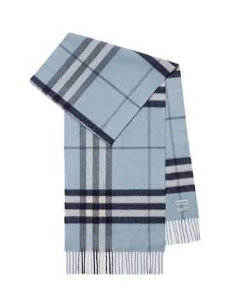 Burberry Check Cashmere Scarf - Blue