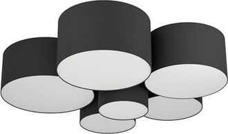 Eglo Deckenlampe Pastore 2, 6 flammige Deckenleuchte, Wohnzimmerlampe aus Textil in Schwarz, Wei&szlig;, Schlafzimmerlampe, Flurlampe Decke mit E27 Fassung