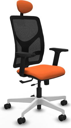 Piqueras y Crespo B&uuml;rostuhl mit 2D-Armlehnen, h&ouml;henverstellbare Lendenwirbelst&uuml;tze und festes Kopfteil, ausgestattet mit Syncro/Traslack und Schneideschaum, Schwarz/Ora