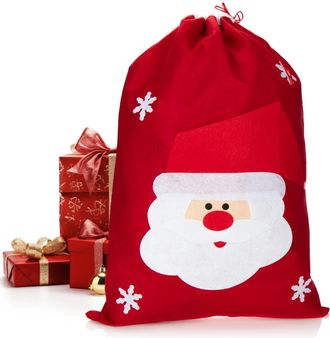 Com-Four XL Geschenksack mit Weihnachtsmann-Motiv - Nikolausbeutel für Weihnachten zum Befüllen - Weihnachtssack - Gabenbeutel für Weihnachtsmannkostüm und X-M