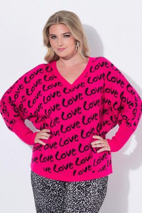 Miamoda Strickpullover Pullover Poncho-Form LOVE-Schriftz&uuml;ge