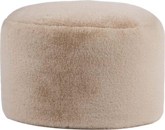 Icon Brand Milano Hocker, Beige, Kaninchen Kunstfell Stoff, Sitzsack Stuhl, Sitzpuff Hocker mit Füllung, Fußhocker für das Wohnzimmer, Deko Wohnzimmer