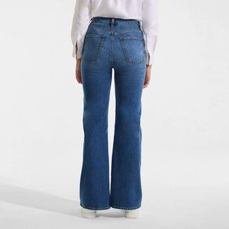 Lands End Soft Denim Schlagjeans High Waist, Damen, Gr&ouml;&szlig;e:36 regular, Blau, Elasthan/Baumwoll-Mischung, by Lands End