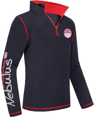 Nebulus Brent Pull en polaire chaud pour homme avec demi-fermeture éclair, noir/rouge, XXL