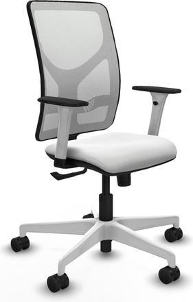 Piqueras y Crespo Wei&szlig;er Computerstuhl mit wei&szlig;en und schwarzen Armlehnen, h&ouml;henverstellbare Lendenwirbelst&uuml;tze, ausgestattet mit 3 Positionen und Schneideschaum, Wei&szlig;/
