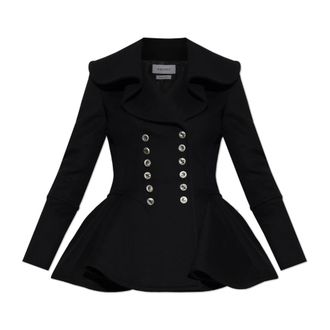 Alexander McQueen Mantel mit Wasserfallkragen - - Coats - Damen - Schwarzk - XS