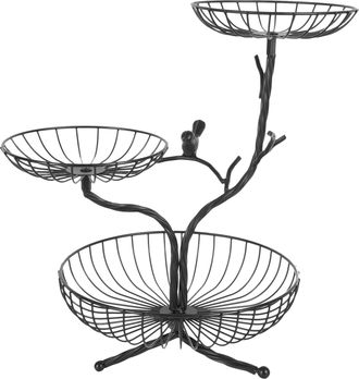 Cabilock Obstkorb mit Bananenhaken 3 Etagen Früchtekorb Eisen Obstteller Dekoschale Bananenhalter Gemüsekorb Obstschale Obst Aufbewahrung DekoKorb Brotkorb für