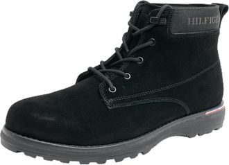 Tommy Hilfiger Herren Boots Corporate Outdoor Suede Boot aus Leder, Schwarz (Black), 45