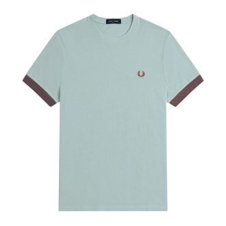 Fred Perry Gestreiftes B&uuml;ndchen Rundhals T-Shirt - - Tops - Herren - Blau - S