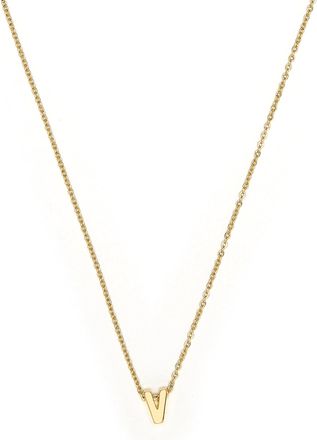 Luxenter Alphabet-Halskette mit 18-kar&auml;tigem Gold - Buchstabe V, Mediano, Metall, Ohne Edelstein