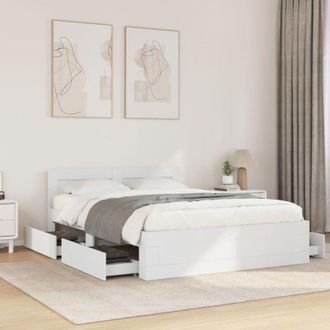 vidaXL Bettgestell mit Kopfteil ohne Matratze Wei&szlig; 120x190 cm vidaXL
