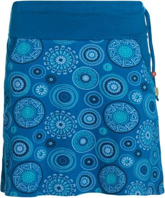 vishes Alternative Bekleidung - Damen Mini-Rock Baumwolle Mandala-Muster extra breiter Bund mit Kordel-Zug mit Taschen t&uuml;rkis 42