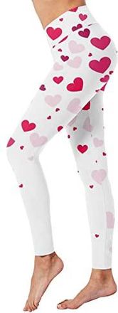 Generic Legging de compression taille haute pour femme avec imprim&eacute; pour la Saint-Valentin, yoga, course &agrave; pied, fitness, rose vif, XXL