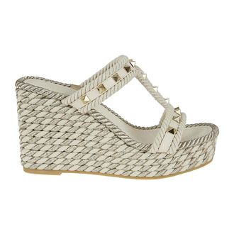Valentino Garavani Femme, Chaussures, Beige, Taille: 37 EU Slide Espadrillas Rockstud Torchon