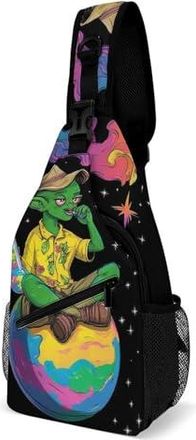 Generic Sacoche Homme Bandouliere Art psych&eacute;d&eacute;lique extraterrestre et cannabis Durable Sac &agrave; Bandouli&egrave;re Multifonction Sac Poitrine pour &eacute;cole Randonn&eacute;e Voyag