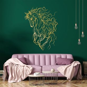 Generic Luxuri&ouml;se, minimalistische, abstrakte Wanddekoration aus Metall, hochwertige Wanddekoration f&uuml;r Zuhause, Pferd, geometrisches Pferd, Tiermotiv, Linien