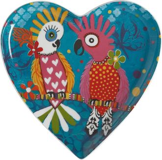 Maxwell & Williams Beilagenteller in Herzform, mit Kakadu Chatter Motiv, in Geschenkbox, Porzellan, 15,5 cm, Love Hearts von Donna Sharam