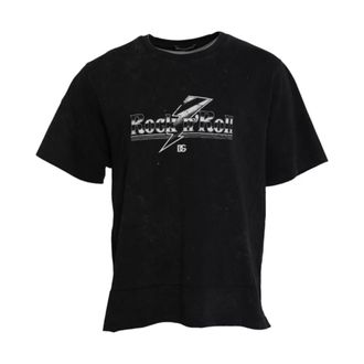 Dolce & Gabbana T-Shirt mit Grafikdruck aus Baumwolle - - Tops - Herren - Schwarzk - L