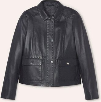 Walbusch Lederjacke Damen Kurze Jacke aus Lammnappa Umlegekragen, modern