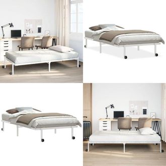 vidaXL Bettgestell ohne Matratze Klappbar Wei&szlig; 107x203 cm Stahl - Vidaxl