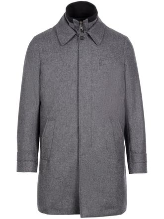 Norwegian Wool manteau en laine à doublure matelassée - Gris