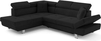 Best Mobilier Bestmobilier - Lisbona - canap&eacute; dangle gauche 5 places convertible avec t&ecirc;ti&egrave;res en velours c&ocirc;tel&eacute;