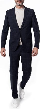 CG - Club of Gents Herren Anzug blau kariert Slim Fit