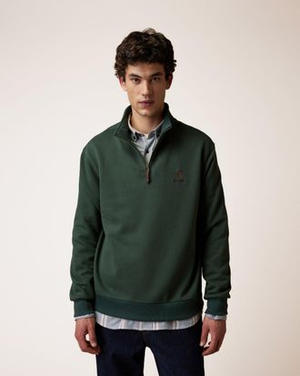 Faguo Sweat zipp&eacute; vert for&ecirc;t coton bio