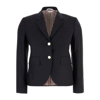 Thom Browne Femme, Vestes, Bleu, Taille: 40 FR Veste de sport en serg&eacute; &agrave; emmanchures hautes