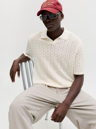 Jack & Jones Polokragenpullover JORTYLER KNIT SS SPLIT NECK POLO SN Baumwollmischung, regular fit