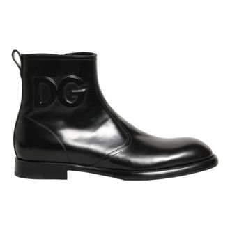 Dolce & Gabbana Embossed Logo Ankle Boots - - Shoes - Herren - Schwarzk - 44 EU