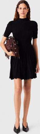 Maje Robe Courte En Maille - Noir - Taille 34 - Maje