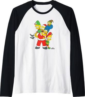 The Simpsons Holiday Family Christmas Santa and Elf Costumes Raglan