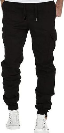 Generic Pantalon cargo pour homme - Cheville resserr&eacute;e - Pantalon de travail pour homme - Taille &eacute;lastique - Pantalon de randonn&eacute;e multi-poches - Pantalon de 