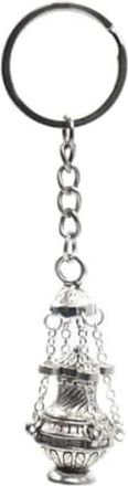 Generic Porte-clés avec brûleur dencens - Design unique - Porte-clés de voiture - Souvenirs déglise, Argenté., taille unique