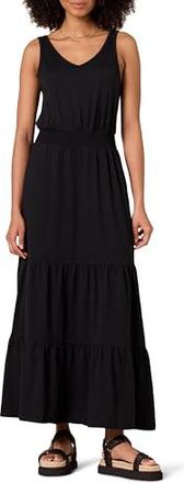 Amazon Essentials Robe longue dété sans manches à taille élastique (disponible en grande taille) Femme, Noir, XXL Grande taille