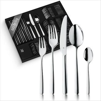 WMF Boston Besteck Set 12 Personen, Essbesteck 60 teilig, Monobloc-Messer, Cromargan Edelstahl poliert, gl&auml;nzend, sp&uuml;lmaschinenfest
