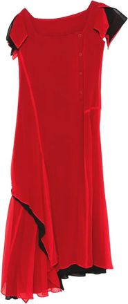 Yohji Yamamoto robe drapée à col carré - Rouge