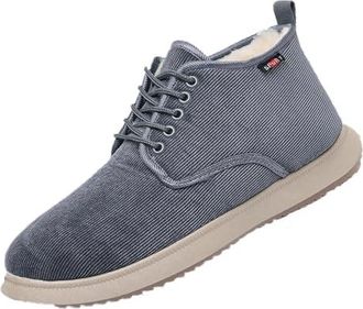 Generic Bottes de neige pour homme &agrave; lacets avec doublure en peluche chaude - L&eacute;g&egrave;res et antid&eacute;rapantes - Chaussures de marche plates - Chaussures d&eacute;contract&eacute;